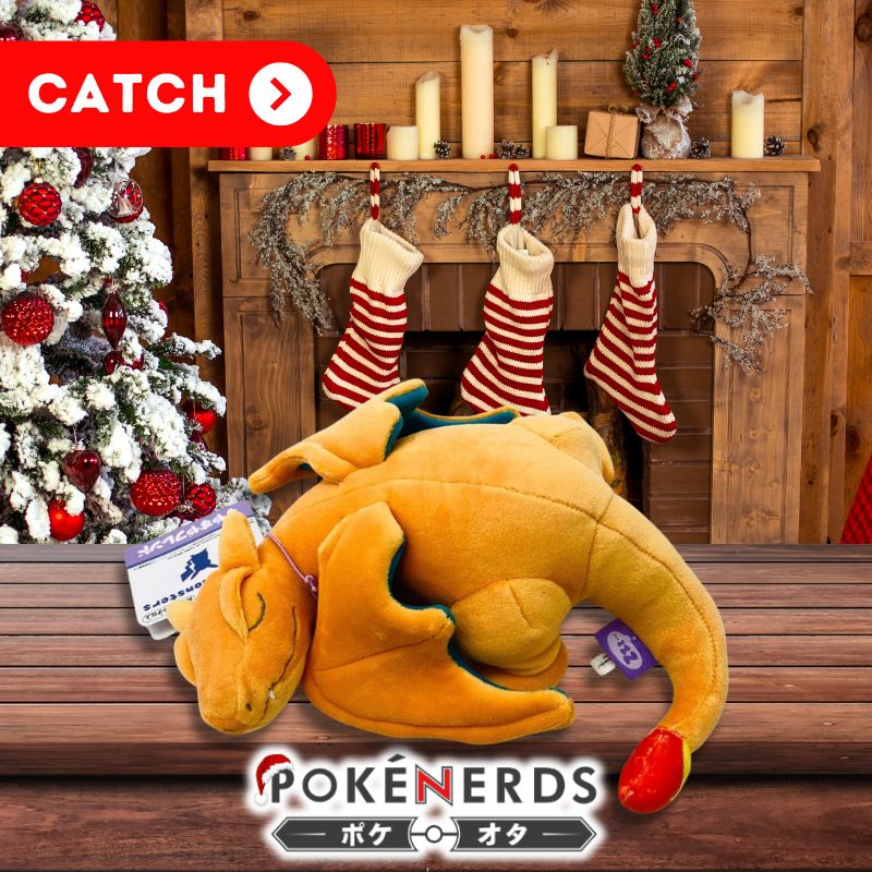 TOMY Sleeping Charizard Plush | Christmas Collection – PokeNerds