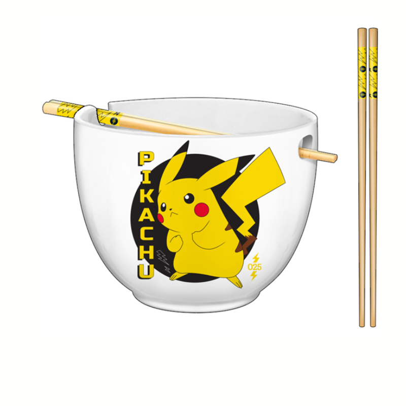 Pikachu Japanese Text Ceramic Ramen Bowl With Chopsticks – PokeNerds